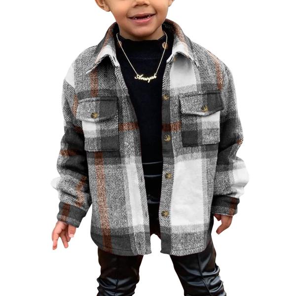 商品名:  Toddler Long Sleeve Plaid Jacket Baby Boys Girls Button Down Flannel Thick Shirt Fall Winter Coat for Kid Greyブランド...