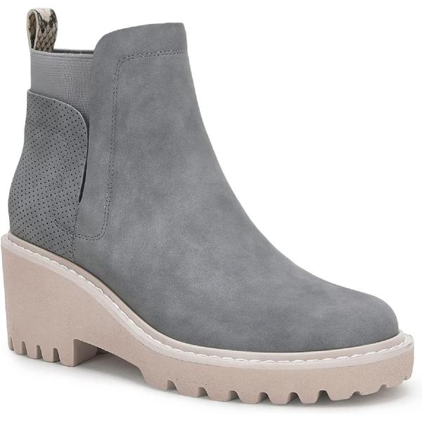 商品名Trish Lucia Womens Platform Lug Sole Ankle Boots Chunky Block Heel Chelsea Boot Non-Slip Leopard Print Slip on Combat...