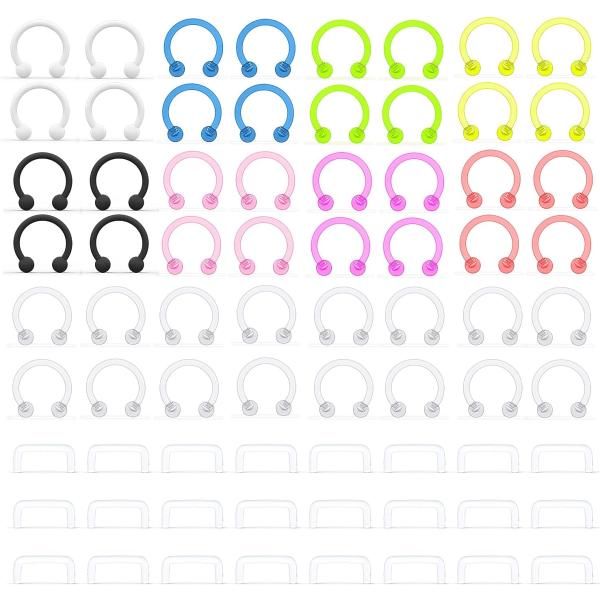 商品名Lcolyoli セプタムリテーナー 72個 16G クリア バイオフレックス セプタム リング フレキシブル プラスチック セプタム ノーズフープ ピアス ジュエリー レディース メンズ 8~10mm, プラスチック, プラスチック...