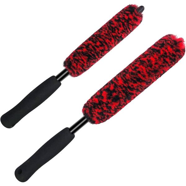商品名NC カーホイールブラシCar Wheel Brushes Set of 2 Car Rim Cleaning Brushes with Non-Slip Handle,Superfine Fiber Rim Brushes Synt...