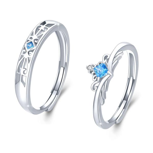 商品名: マッチングリング His Queen and Her King カップルリングセット S925 スターリングシルバー プロミスリング 婚約結婚指輪セット 彼と彼女の王冠用 キュービックジルコニア アニバーサリー マッチングプロミス...