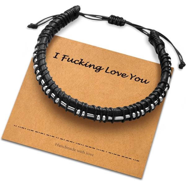 商品名URSTAR モールスコード ブレスレット ギフト メンズ レディース レザー Not know, 7 Inch, レザー, 知らないBracelets for Mens Gifts, Black Leather Bracelets ...