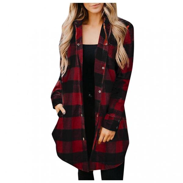 商品名:  Long Sleeve Button Down Flannel Shirts for Women Classic Long Rolled-Up Sleeves Casual Plaid Print Long Sleeve Shi...