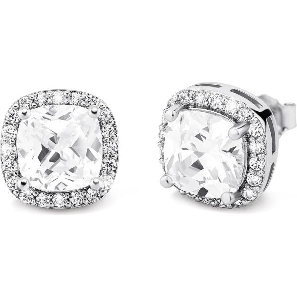 商品名TOPGRILLZ 925スターリングシルバー ヘイロー スタッドピアス アイスアウト ビッグスクエア スタッドピアス メンズ 14K ホワイトゴールド キュービックジルコニア 模造ダイヤモンド ジュエリー レディース Pendien...