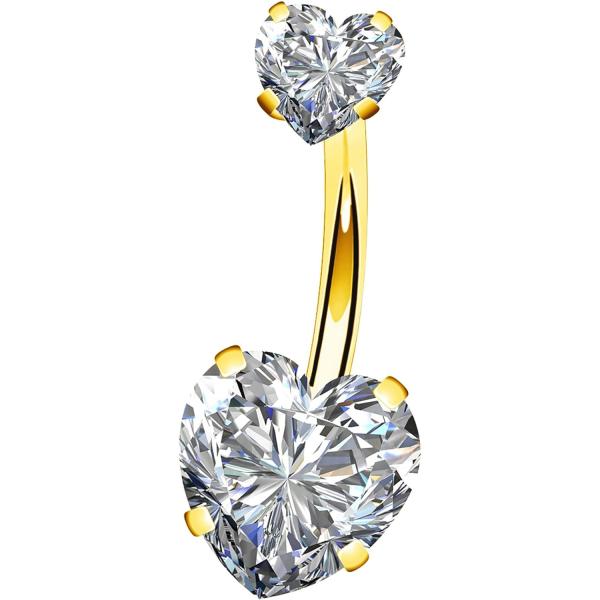 商品名OUFER 14G サージカルスチール ファセット ハート キュービックジルコニア へそリング ボディピアス ジュエリー, 金属, キュービックジルコニア,OUFER 14G Surgical Steel Faceted Heart ...