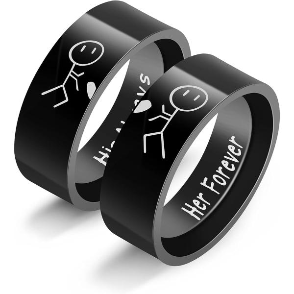 商品名Uloveido His Always Her Forever カップル用チタンステンレススチールリング メンズ レディース Y1536, 非貴金属。, 宝石なし。Uloveido His and Hers Stainless Ste...