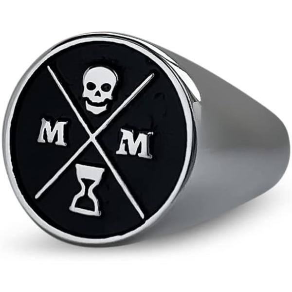 商品名STOIC STORE UK Memento Mori シグネットリング ブラック/シルバー - 316L ステンレススチール ストイック シグネットリング 練習用 ストイック用 - Momento Mori シグネットリング 3Dス...