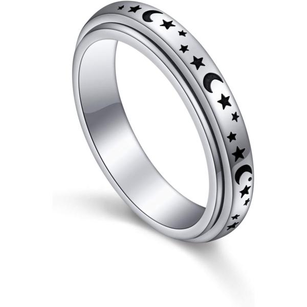 商品名S925 Sterling Silver Spinner Fidget Anxiety Worry Relieving Boredom ADHD Autism Band Rings Moon Starsブランド：Alphm商品サイズ：...