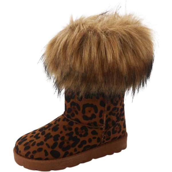 商品名BAMBOO Frozen-01 Stylish Women's Snow Boots Mid Calf Ankle Boots Faux Fur Tassel Shoes Leopard Size 11ブランド：BAMBOO商品サイ...