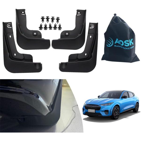 商品名AOSK マスタング マッハ E マッドフラップ スプラッシュガード 外装アクセサリー Mach-E マッドフラップ スプラッシュガード (4個セット) tpドリル穴不要BestEvMod AOSK for Mustang Mach ...