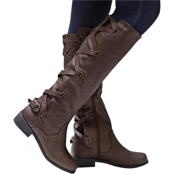 商品名Boots for Women,Women Over The Knee High Low Block Heel Boots Fashion Round Toe Boots Thigh High Flat Heel Booties Co...