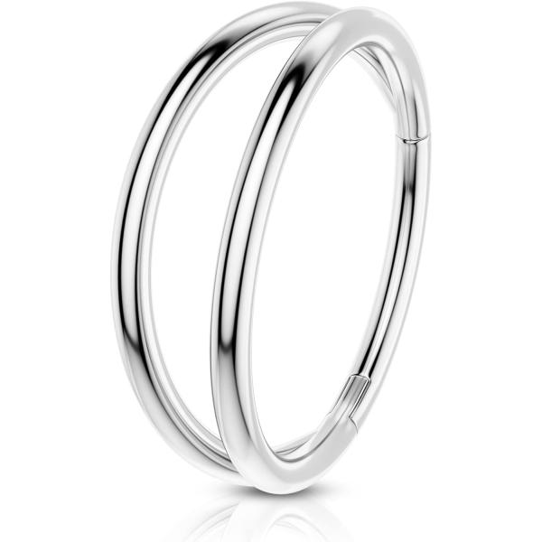 商品名COCHARM 16g ダブルノーズリング シングルピアス用 316L サージカルスチール ノーズフープ ダイス 軟骨 コンチ ピアス ジュエリー, 金属, キュービックジルコニア,COCHARM Nose Ring Nose Hoo...