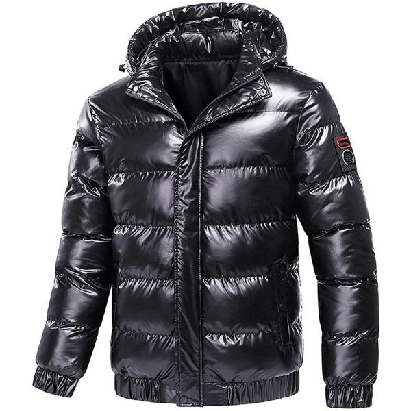 商品名:  Homisy Winter Warm Men Puffer Coat with Fur Hood,Shiny Hooded Reflective Padded, Plus Size Bomber Alternative Down...
