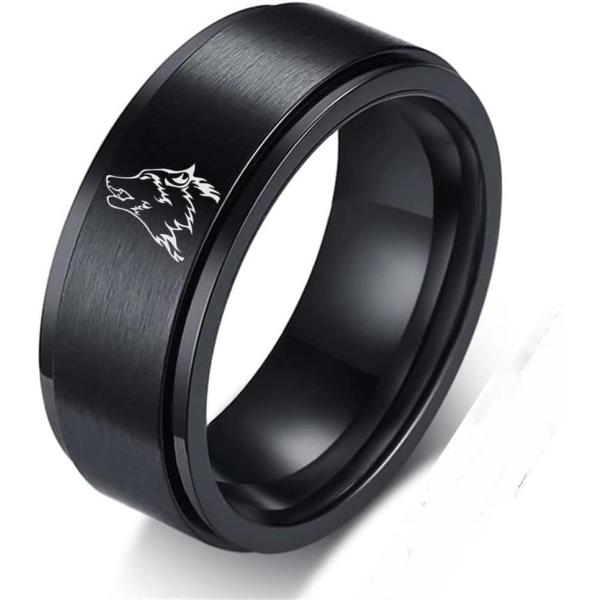 商品名ForeverWill Viking Wolf Spinner Ring for Men Women, Stainless Steel Wolf Head Wolves Spirit Anxiety Band Ring, Fenrir...