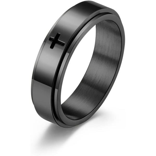 商品名COLORFUL BLING エジプト ホルスの目 クロス 不安 スピナーリング アンク チタン ステンレススチール 回転フィジェット リング ストレス解消 ウェディング 彼 彼女 カップル プロミス 恋人 ジュエリー, 金属, ステ...