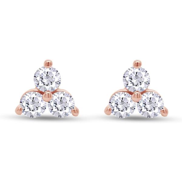 商品名SAVEARTH DIAMONDS 1/2カラット ラウンドカット 人工モアッサナイトダイヤモンド スリーストーンクラスター スタッドピアス 14Kゴールドオーバー スターリングシルバー ジュエリーギフト 女性用 ウェディング用 (G...