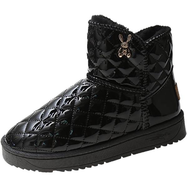 商品名ZYZSTR Fashion Casual Snow Boots Women Mid-Calf Boots Winter Flat Warm Snow Boot Slip-On Solid Comfortable Non-Slip O...