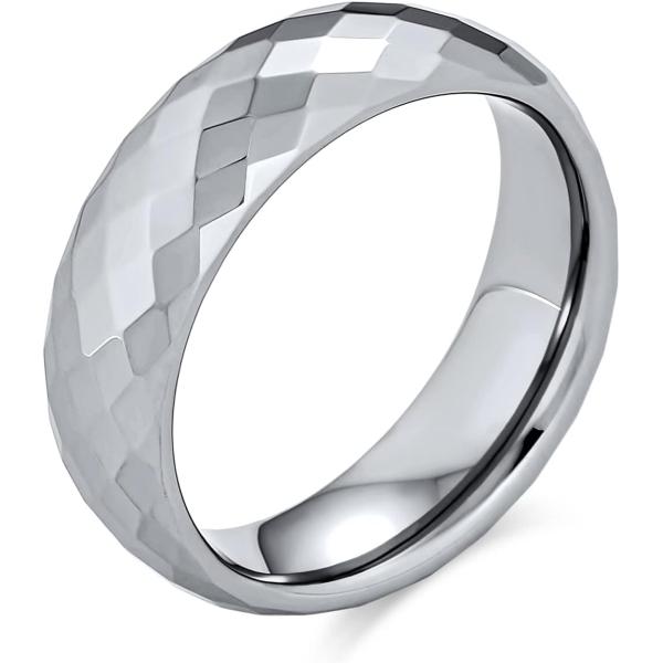 商品名Couples Multi Faceted Prism Cut Titanium Wedding Band Rings For Men For Women Silver Tone Comfort Fit 6MMBling Jewelr...