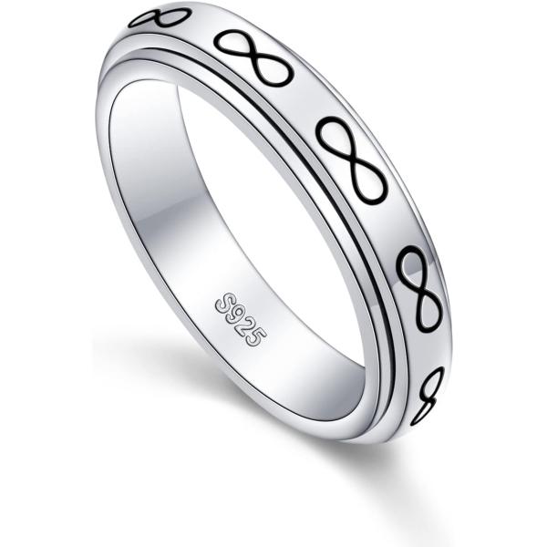商品名S925 Sterling Silver Spinner Fidget Anxiety Worry Relieving Boredom ADHD Autism Band Rings Infinityブランド：Alphm商品サイズ：高さ...