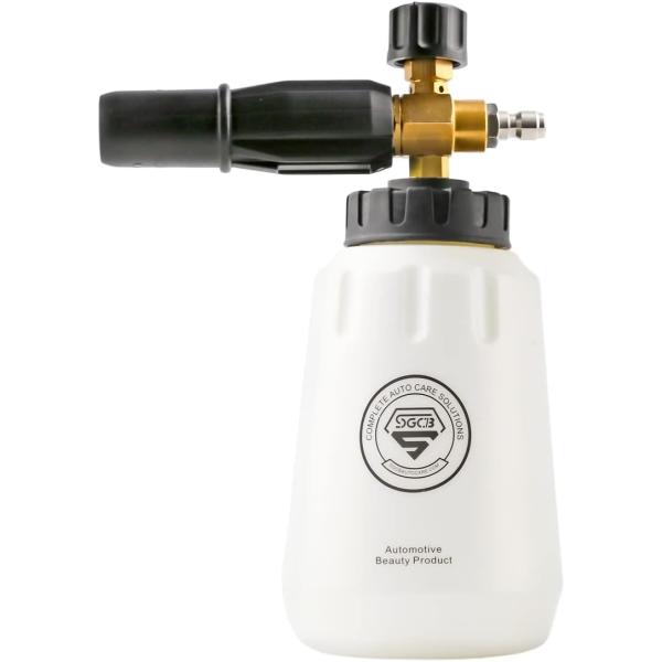 商品名SGCB プロフォームキャノン スノーランス 強力な泡 泡 ブラスター 高圧洗浄機 1/4インチ US コネクター 高耐久 漏れ防止 1L ワイド ニックボトル スケール ライン 簡単に充填 車の細部 ウォータージェット洗浄用SGCB...