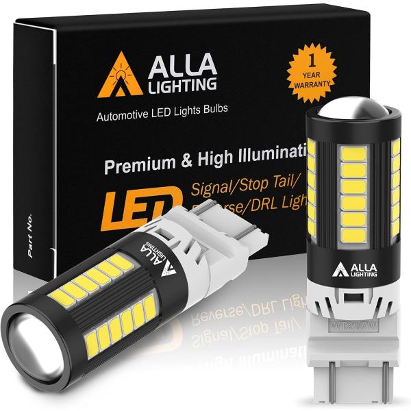 商品名Alla Lighting WT21/7W WTY21W/7W LED Bulbs, Super Bright Rear Brake, Tail, Turn Signal Lights Bulbs Replacement 12V (6...