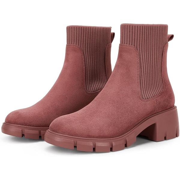 商品名Ruanyu Womens Lug Sole Platform Ankle Boots Elastic Chelsea Chunky Block Heel Non-Slip Combat Bootiesブランド：Ruanyu商品サイズ...