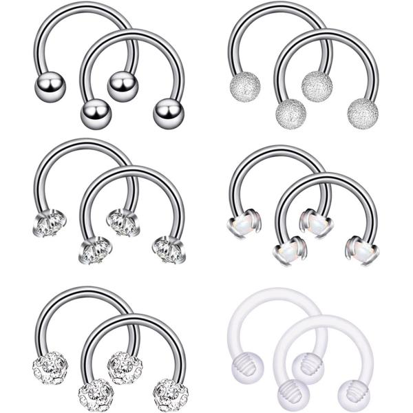 商品名7個 316L ステンレススチール ノーズカフリング 鼻セプタム クリッカー ノーズピアス 16g 14g, キュービックジルコニア。Oyaface 18G Stainless Steel Horseshoe Septum Nose ...