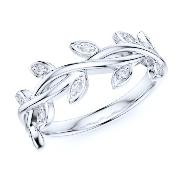 商品名:  PRSTANI Sterling Silver Twisted Olive Branch Leaf Simulated Round Brilliant Diamond Promise Ring Wedding Band For ...