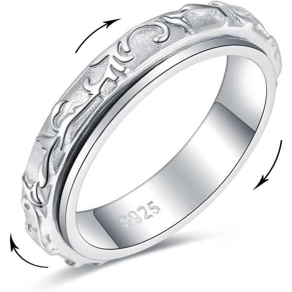 商品名JZSANTI 925-Sterling-Silver Spinner Fidget Anxiety Rings - Promise Inspirational Ring Fidget Anxiety Worry Relieving ...