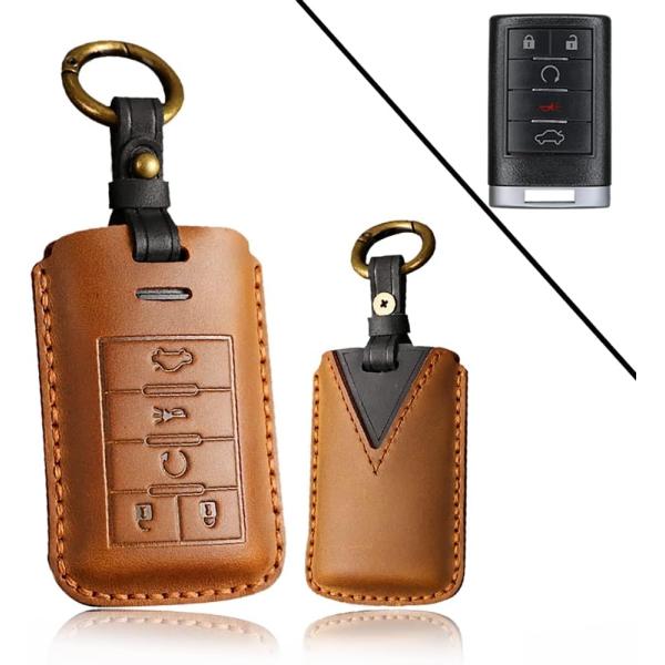 商品名ontto Keyless Entry Smart Remote Key Fob Case Stylish Key Shell Leather Key Protector Compatible with Cadillac DTS ST...