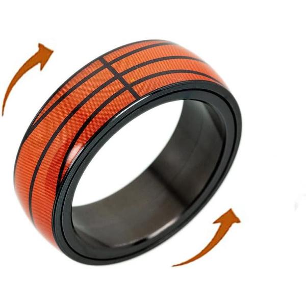 商品名バスケットボール回転スピナー フィジェットバンドリング メンズ レディース ガールズ ボーイズ 不安 指を自由に回転 アスリート スポーツ愛好家 ミドルナックルフィンガーリング ファインチューニング ストレス解消 ステンレススチール ...