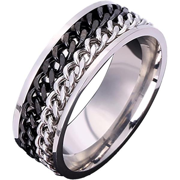 商品名Winnerlion Rotation Double Chain Promise Rings for Women Men - Titanium Stainless Steel Inlay Spin Wedding Band Biker...