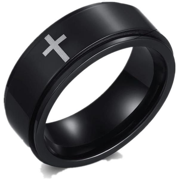 商品名LAFATINA Men's Womens Lords Prayer Cross Spinner Fidget Bands Ring Stainless Steel for Easter Christmas Jesus, Size 8...