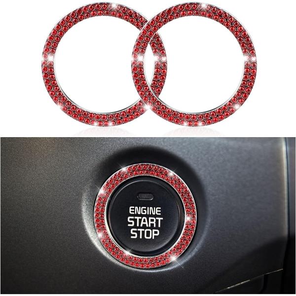 商品名2 Pack Bling Car Decor Crystal [2 Row Rhinestones] Ring Emblem Sticker, Bling Car Accessories for Women, Car Interior...