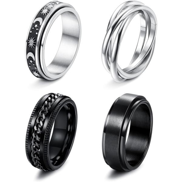 商品名FUNRUN JEWELRY 4-6Pcs Stainless Steel Spinner Ring for Women Mens Fidget Band Rings Moon Star Celtic Stress Relieving...