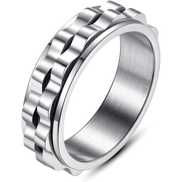 商品名FLYUN スピナーリング 不安緩和リング ストレス解消 フィジェットリング 婚約 カップル 結婚 プロミス ダブルバンド レディース メンズ チタン ステンレススチール サイズ6~11, ステンレススチール。, 宝石なし。FLYUN...