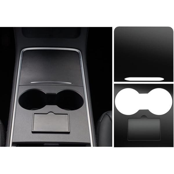 商品名Nestour 2021 2022 Tesla Model 3 Model Y センターコンソール ラップカバーキット、ウルトラスリム、トレースなしセンターコンソールプロテクターアクセサリー、プレミアムABS素材(マットブラック)Ne...