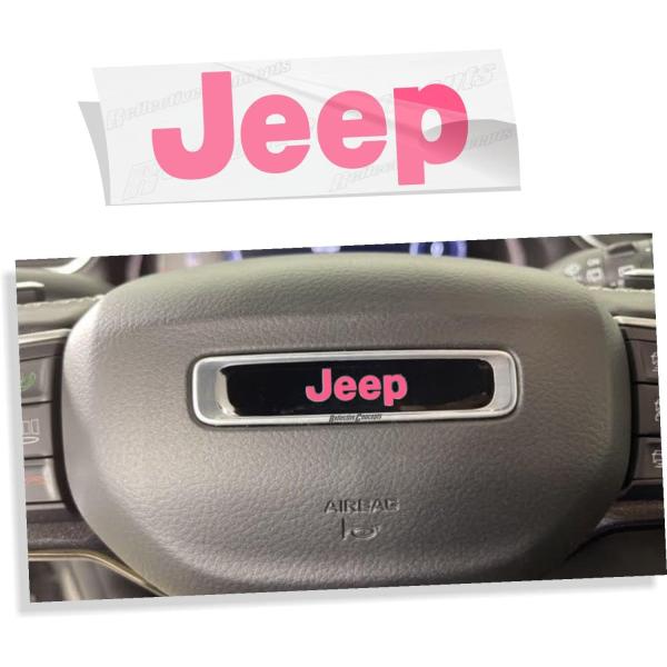 商品名Reflective Concepts 2021-2022 Jeep Grand Cherokee L ステアリングホイール ジープ レタリング オーバーレイ デカール ステッカー - (色: ピンク)Reflective Conce...
