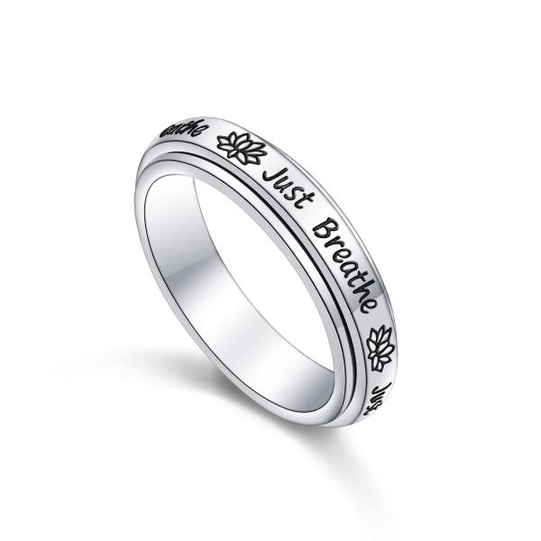 商品名:  JZMSJF S925 Sterling Silver Spinner Fidget Rings for Anxiety Relief Boredom ADHD Autism Band Women Size 6ブランド: JZM...