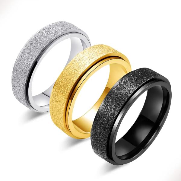 商品名Spinner Ring for Anxiety Men Women - 3Pcs Pack 6MM Fashion Stainless Steel Spinner Band Gold Plated Silver Black Tri ...
