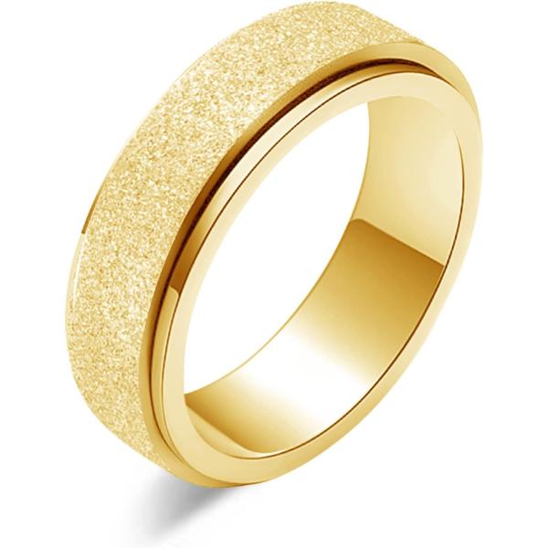 商品名Gold Plated Anxiety Ring Spinner - 6MM Women's Spinner Ring For Anxiety Stainless Steel Spinner Ring for Men Women Sp...