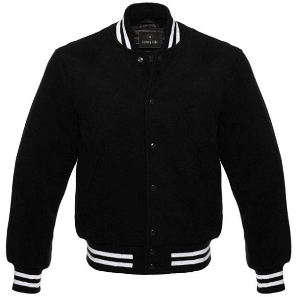 商品名:  Mens Varsity Letterman Jacket All Wool Winter Baseball College Jackets Custom Color (Large, Black (white trim))ブラン...