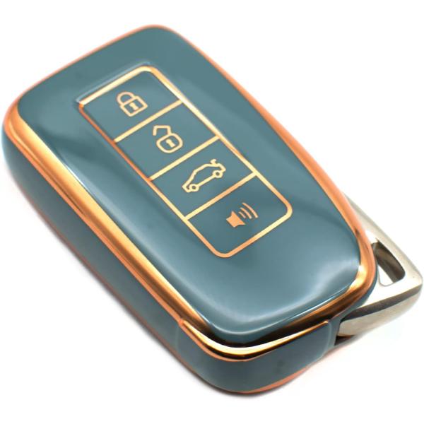 商品名FEYOUN キーフォブカバー レクサス RX ES GS LS NX RS GX LX RC LC スマート 4ボタン TPU リモートキーレスキーフォブケース 保護シェルアクセサリー ブルーグレーFEYOUN Key Fob Co...