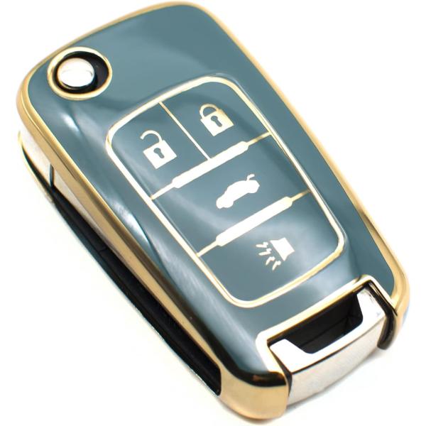 商品名FEYOUN キーフォブカバー Buick Encore Chevy Chevrolet Camaro Equinox Impala Sonic Trax GMC Terrain Flip 4ボタン TPU リモートキーレスキーフォブ...
