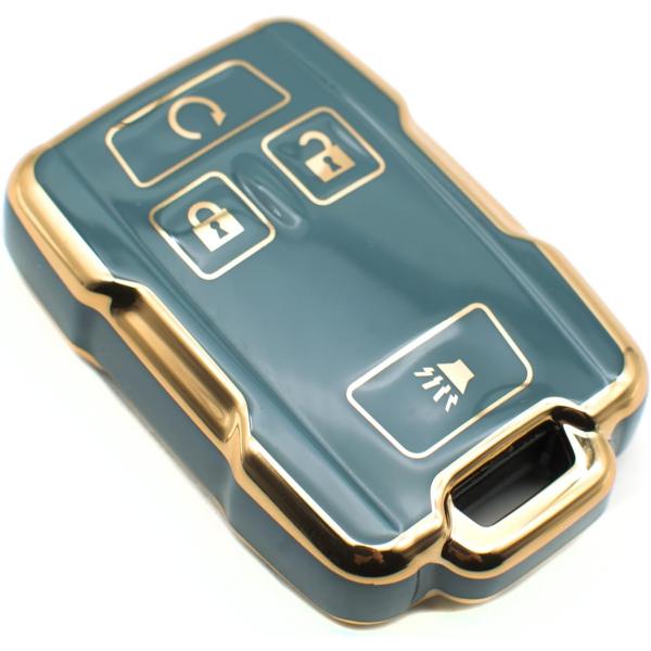 商品名FEYOUN TPU キーケースはGMCスマート4ボタンにフィット グレーFEYOUN Key Fob Cover Compatible with Chevy Chevrolet Colorado Silverado Silverad...