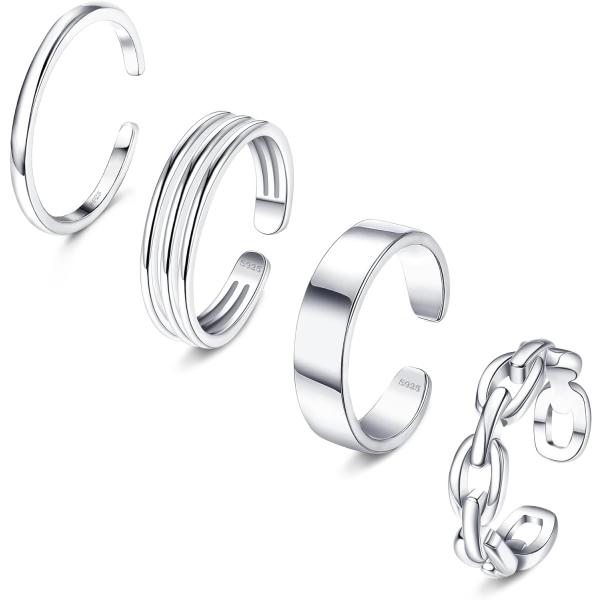 商品名ORAZIO 925 スターリング シルバー トゥ リング 女性用 調節可能 トリプル バンド トゥ リング セット キュート トゥ リング ジュエリー, 宝石なし。ORAZIO 925 Sterling Silver Toe Rin...
