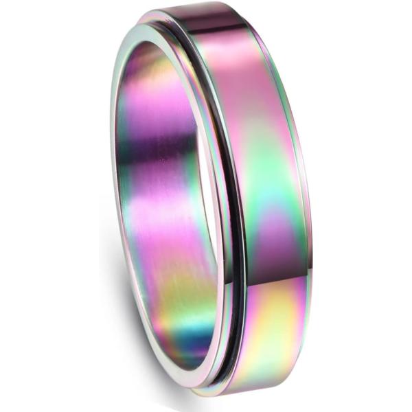 商品名Corato レインボー スピナーリング メンズ レディース ステンレススチール マルチカラー レインボー サンド ブラスト チタン リング カップルリング サイズ 6-11, 10, ステンレススチール。, インレイなしCorato...