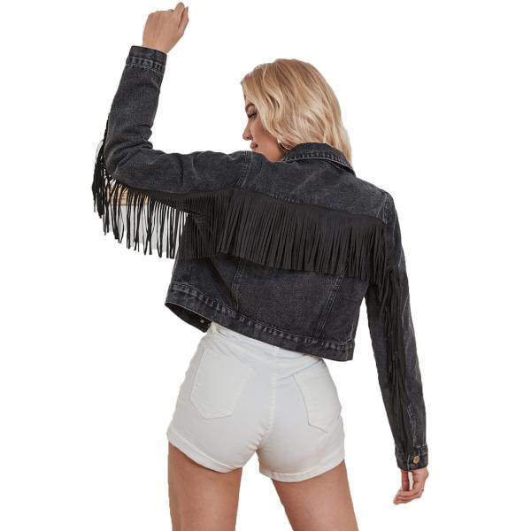 商品名:  Women Cropped Denim Jacket long sleeve distressed fringe jean coat (M, S111 Black)ブランド: YILANUOYI商品サイズ: Medium高さ: ...