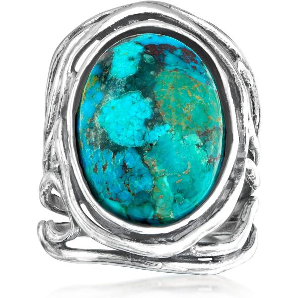 商品名[Ross-Simons] レデイーズ ターコイズオープンスペースリングイン。サイズ7 緑、ターコイズRoss-Simons Turquoise Open-Space Ring in Sterling Silver. Size 7ブラ...