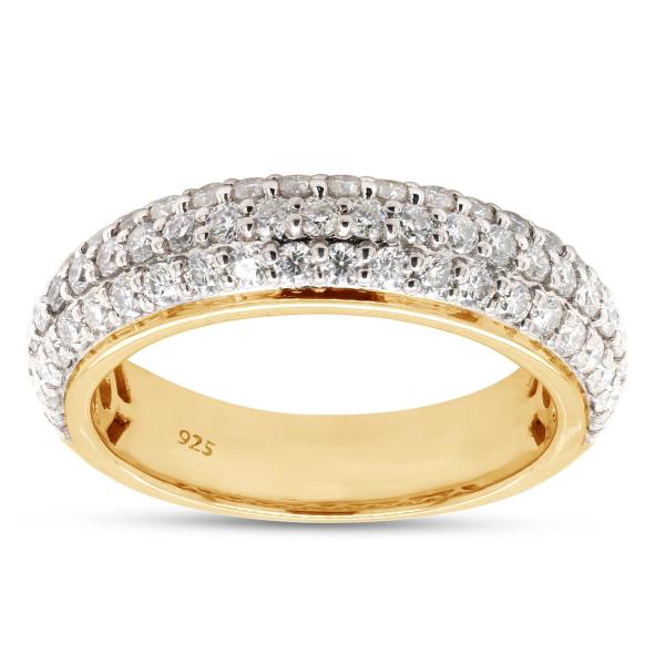 商品名: SAVEARTH DIAMONDS 1.00カラット ラウンドカット 人工モアッサナイト ダイヤモンド 3列 エタニティ 結婚指輪 レディース 14Kゴールド スターリングシルバー (G-H カラー VVS1 クラリティ 1.00...